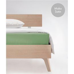 Fleuresse Spannbettlaken &raquo;Colours in Gr. 90x200, 140x200 oder 180x200 cm&laquo; Mako Satin, f&uuml;r Matratzen bis 23 cm H&ouml;he, Bettlaken, Spannbetttuch gr&uuml;n Mako