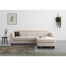 Sit & More sit&more Ecksofa &raquo;Belluci L-Form&laquo; inklusive Federkern, wahlweise mit Schlaffunktion und Bettkasten grau B/H/T: 247cm x 85cm x 170cm, Luxus-Microfaser 