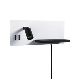 Paulmann LED Wandleuchte &raquo;Serra 2700K 650lm / 200lm 230V 5,5 / 1x2,6W&laquo; 1 Stk. Warmwei&szlig; Bettleuchte, USB C, dimmbar schwarz-wei&szlig; 1, H: 12cm, 1 Stk.