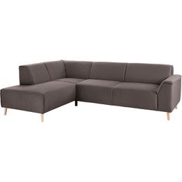 Home Affaire Ecksofa &raquo;Janek Scandic Design, elegant und zeitlos, L-Form&laquo; mit Federkern und Keder in scandinavischem Design grau Struktur fein ( 100% 