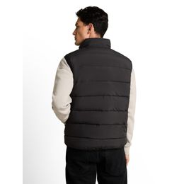 Herren Steppweste, schwarz, Gr. M, Tom Tailor Denim, unifarben, Web, Obermaterial: 100% Polyester. Futter: 100% Polyester, Westen, mit Stehkragen und