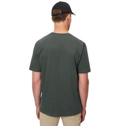 Marc O'Polo MARC O'POLO Herren T-Shirt "T-shirt, short sleeve, logo print, ribbed collar", grau, Gr. M, Single Jersey, Obermaterial: 100% Baumwolle, Shirts