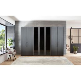 Wiemann Dreht&uuml;renschrank &raquo;Split&laquo; inkl. T&uuml;rend&auml;mpfung grau Floatglas, Holzwerkstoff Graphit-Dekor, B/H/T: 344,2cm x 236cm x 58cm, T&uuml;ren: 7 Stk.