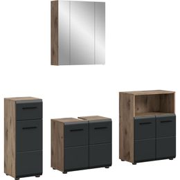 Welltime Badm&ouml;bel-Set &raquo;FLORENZ, 4-teilige Badkombination, hochwertige MDF-Front&laquo; Set, Unterschrank, Waschbeckenunterschrank, Spiegelschrank, 