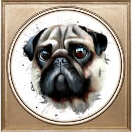 queence Acrylglasbild &raquo;Mops&laquo; Gem&auml;lde Haustiere Hunde Hundebilder Kunst Tiere Fine Art-Print in Galeriequalit&auml;t bunt Acrylglas B/H/T: 40cm x 40cm x 3cm