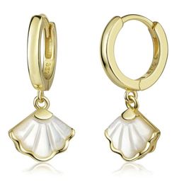 Firetti Damen Paar Creolen &raquo;Schmuck Geschenk Silber 925 Ohrringe Maritimes Muschel-Design&laquo; Made in Germany - mit Perlmutt (synth.) gold 11,3mm, Silber