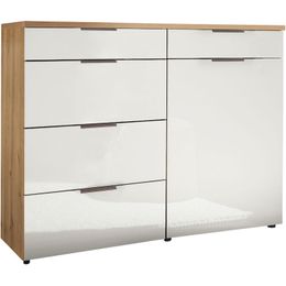 Wiemann Kombikommode &raquo;Como&laquo; vormontiert wei&szlig; Floatglas, Holzwerkstoff, Metall B/H/T: 140cm x 91,2cm x 43cm, 5 Stk., 1 Stk.