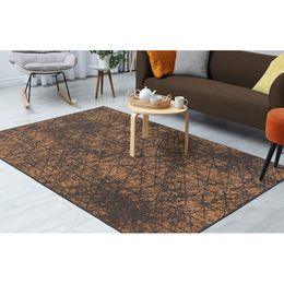 Kayoom Teppich &raquo;Kalevi 200&laquo; rechteckig 8 mm H&ouml;he Flachgewebe gelb Polyester B : 80cm 1 Stk., 8mm, L: 150cm
