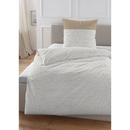 HECHTER PARIS Wendebettw&auml;sche &raquo;0041307&laquo; 2 Stk. hautsympathisch, 100% Baumwolle, Rei&szlig;verschluss, ganzj&auml;hrig, LOGO grau Renforc&eacute;, Obermaterial: 100% 