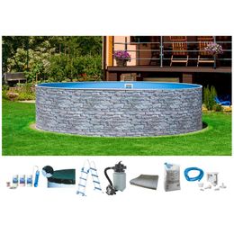 my POOL BWT Rundpool &raquo;STONE 3&laquo; Steindekor, in verschiedenen Gr&ouml;&szlig;en grau &Oslash;/B/H/L: 460cm x Breite x H&ouml;he 110cm x L&auml;nge, 17.000 l