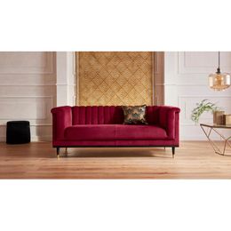 Home Affaire 2-Sitzer &raquo;Chamby&laquo; mit Holzrahmen unten und Steppung im Lehnenbereich rot Luxus-Microfaser Lederoptik (100% Polyester), Scheuertouren: 