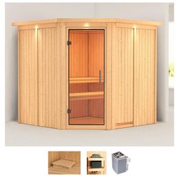 Karibu Sauna &raquo;Jarin&laquo; Set, Ofen 9 kW integr. Strg beige Saunaofen, integrierte Steuerung, 9 kW