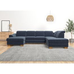 Home Affaire Wohnlandschaft &raquo;Dundee U-Form&laquo; wahlweise mit Kopfteilverstellung und zus&auml;tzlich mit Schlaffunktion blau Flachgewebe (100% Polyester) B/H/