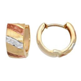 Firetti Damen Paar Creolen &raquo;Schmuck Geschenk Gold 375 Ohrschmuck Ohrringe bicolor&laquo; rosa 14mm, Gelbgold 375