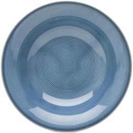 Van Well Pastateller &raquo;Teller Set, Jive, tiefer Teller 20 cm, 6 St&uuml;ck&laquo; dezentes Spiraldekor, sp&uuml;lmaschinen-und mikrowellengeeignet blau Porzellan 20cm