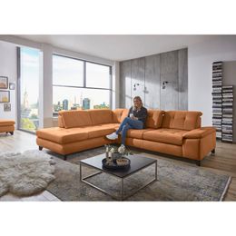 Die PlanBar Ecksofa &raquo;MP-IN18012 L-Form mit Kaltschaum-Polsterung&laquo; Sitztiefenverstellung, optional Kopfteilverstellung & Schlaffunktion braun 100% 