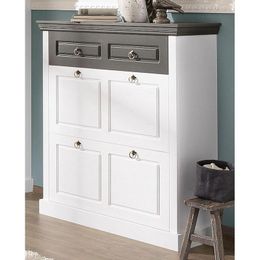 OTTO home Schuhschrank &raquo;Basilico&laquo; aus massiver Kiefer, FSC , Breite 90 cm, mit Schublade, Kassettenoptik grau B/H/T: 90cm x 109cm x 38cm