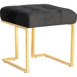 Kayoom Sitzhocker &raquo;Hocker Rare, Edler Touch durch goldenes Gestell&laquo; 1 Stk. tlg. eckig, samtweich, gesteppt, mit Zierkn&ouml;pfen, Edelstahlgestell schwarz Bezug: 