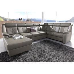 Sit & More sit&more Wohnlandschaft &raquo;Basel U-Form&laquo; wahlweise mit Relaxfunktion grau Luxus-Microfaser Altara Nubuck (100% Polyester);Kunstleder SOFTLUX ;NaturLEDER