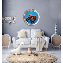 queence Wandsticker &raquo;3D Bullauge Illusion Tintenfisch Korallen 40x40 cm&laquo; Selbstklebender Wanddurchbruch Unterwasser Vinyl &Oslash; 40cm