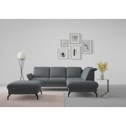 Sit & More sit&more Ecksofa &raquo;Fashion L-Form&laquo; wahlweise mit Kopfteilverstellung und Vorziehsitz, motorisch grau B/H/T: 250cm x 84cm x 207cm, Luxus-Microfaser 
