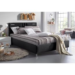 Westfalia Schlafkomfort Polsterbett &raquo;Elba&laquo; wahlweise mit LED-Beleuchtung schwarz Bezug Bett: Microfaser (100% Polyester) oder Strukturstoff (77% Polyester, 23% Viskose);