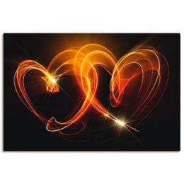 Artland Leinwandbild &raquo;Verbundenheit&laquo; Herzen 1 Stk. tlg. auf Holzrahmen gespannt gold B/H/T: 90cm x 60cm, Leinwandbild Herzen Querformat, 1 Stk.