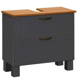 Home Affaire Waschbeckenunterschrank &raquo;Rodby&laquo; FSC -zertifiziertes Massivholz, Griffe Metall, Breite 60cm, H&ouml;he 55cm schwarz Massivholz anthrazit, B/H/T