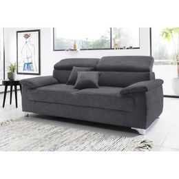 DOMO collection 2,5-Sitzer &raquo;Mira inklusive Kopfteilverstellung f&uuml;r mehr Wohlf&uuml;hlkomfort&laquo; elegant und modern, komfortabel, frei im Raum stellbar grau 