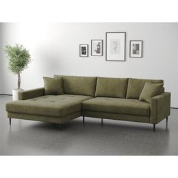 OTTO home Ecksofa &raquo;Summer L-Form, B: 280cm, in Cord & Struktur&laquo; wahlweise mit Kopfst&uuml;tzen, schwarze Metallf&uuml;&szlig;e gr&uuml;n 90% Polyester;10% Nylon B/H/T: 