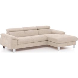 COTTA Ecksofa &raquo;Komaris L-Form, B: 244 cm&laquo; mit Kopfteilverstellung, optional Schlaffunktion, Bettkasten & Licht Microfaser PRIMABELLE (100% Polyester);