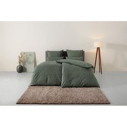 OTTO home Bettw&auml;sche &raquo;Melli&laquo; 2 Stk. Bettw&auml;sche aus Baumwolle, Leinen-Look in Melange-Optik gr&uuml;n Linon, Obermaterial: 100% Baumwolle B/L: 135cm x 200cm