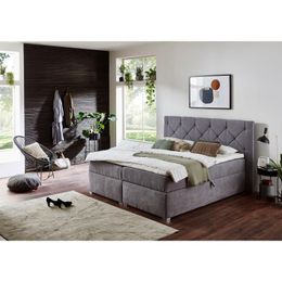 ATLANTIC HOME COLLECTION Boxbett &raquo;Meike&laquo; mit XXL-Bettkasten und Topper grau Bezug Bett: Strukturstoff (100% PES);Taschen-Federkernmatratze: 