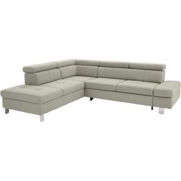 exxpo - sofa fashion Ecksofa &raquo;Fiji, L-Form&laquo; mit Kopf- bzw. R&uuml;ckenverstellung, wahlweise mit Bettfunktion beige Luxus-Kunstleder;Webstoff (100% 