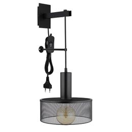Globo LIGHTING Wandleuchte &raquo;JEDD&laquo; E27 1 Stk. Wandlampe/Metallgeflecht/schwarz/Wohnzimmer/Flur/inkl. Anschlusskabel &Oslash; 25cm H: 57cm, 1 Stk.