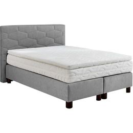 Westfalia Schlafkomfort Boxspringbett wahlweise mit Topper grau Bezug: 100% Polyester Microvelours Ohne Topper, Liegefl&auml;che B/L: 140cm x 200cm, Gewicht bis: 100 kg H3, 7-