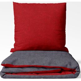 SETEX Wendebettw&auml;sche &raquo;Feinbiber&laquo; 3 Stk. mit Wendefunktion rot Biber, Obermaterial: 85% Baumwolle, 15% Polyester B/L: 200cm x 200cm, 1 Stk., 2 Stk., 