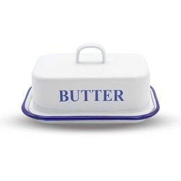 Kr&uuml;ger Butterdose &raquo;Husum&laquo; wei&szlig; Emaille B/H/L: 12cm x 9cm x 17cm