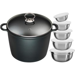King Suppentopf Set, 12 Stk. tlg. Aluminiumguss schwarz &Oslash; 24cm + H&ouml;he 18cm