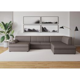 DOMO collection Wohnlandschaft &raquo;Topper, elegant und zeitlos, komfortabel, U-Form&laquo; wahlweise mit Bettfunktion braun B/H/T: 320cm x 78cm x 213cm, 
