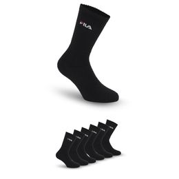 Fila Damen Sportsocken "UNISEX CREW TENNIS FULL TERRY SOCKS", Gr. 39, schwarz, Baumwollmischung, unifarben, Socken, mit eingestrickem Logo