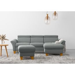 OTTO home Ecksofa &raquo;Lindgren L-Form&laquo; wahlweise mit Bett mit klappbaren Rollen, Kasten und Kopfverstellung grau 100% Polyester B/H/T: 258cm x 84cm x 