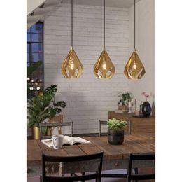 Eglo H&auml;ngeleuchte &raquo;CARLTON Pendellampe, Stahl, Esszimmerlampe, Retro, H&auml;ngelampe, Lampe&laquo; E27 1 Stk. H&auml;ngeleuchte, L80,5 x B20,5 x H110 cm, goldfarben,