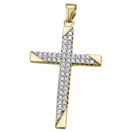 Firetti Damen Kettenanh&auml;nger &raquo;Schmuck Geschenk Silber 925 Halsschmuck Anh&auml;nger Kreuz&laquo; mit Zirkonia (synth.) gold Silber 925 (Sterlingsilber), 2,9 g