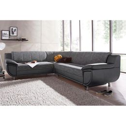 Trendmanufaktur Ecksofa &raquo;Rondo 3, zeitlos und modern, im Materialmix, L-Form&laquo; wahlweise Federkern f&uuml;r hohen Sitzkomfort, wahlweise Bettfunktion grau 