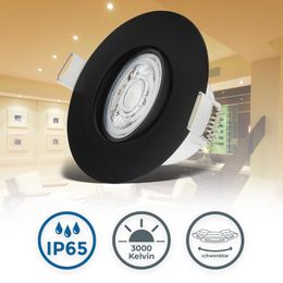 B.K.LICHT LED Einbauleuchte &raquo;6er Set Bad Einbaustrahler, IP65, Schwenkbare Deckenspots&laquo; LED-Modul 6 Stk. Warmwei&szlig; 3.000K, 480Lm, 4,9W, Kunststoff, 9 x 4,2 cm 