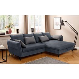 Home Affaire Ecksofa &raquo;Tirano, moderne Optik, komfortabel, Breite 274cm,L-Form&laquo; wahlweise mit Bettfunktion und Bettkasten grau B/H/T: 274cm x 88cm x 