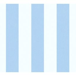A.S. Cr&eacute;ation Vliestapete &raquo;Little Love&laquo; Streifen gestreift mehrfarbig glatt Kindertapete Tapete Streifen Tapeten Kinderzimmer Schlafzimmer Design blau Vlies B/L: 