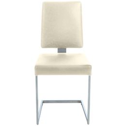 K+w Komfort & Wohnen K+W Komfort & Wohnen Freischwinger () stabiles Hochkantgestell, Bezug Echtleder wei&szlig; B/H/T: 44cm x 96cm x 57cm, Leder Longlife BRONCO