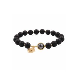 Firetti Damen Armband &raquo;Schmuck Geschenk Armschmuck Armkette Edelstein Farbstein Onyx&laquo; Made in Germany - mit Onyx schwarz 19cm, Edelstahl Silikon